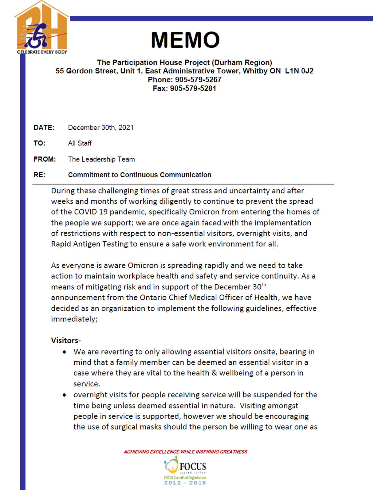 COVID-19 Service Update – Commitment to Continuous Communication ...